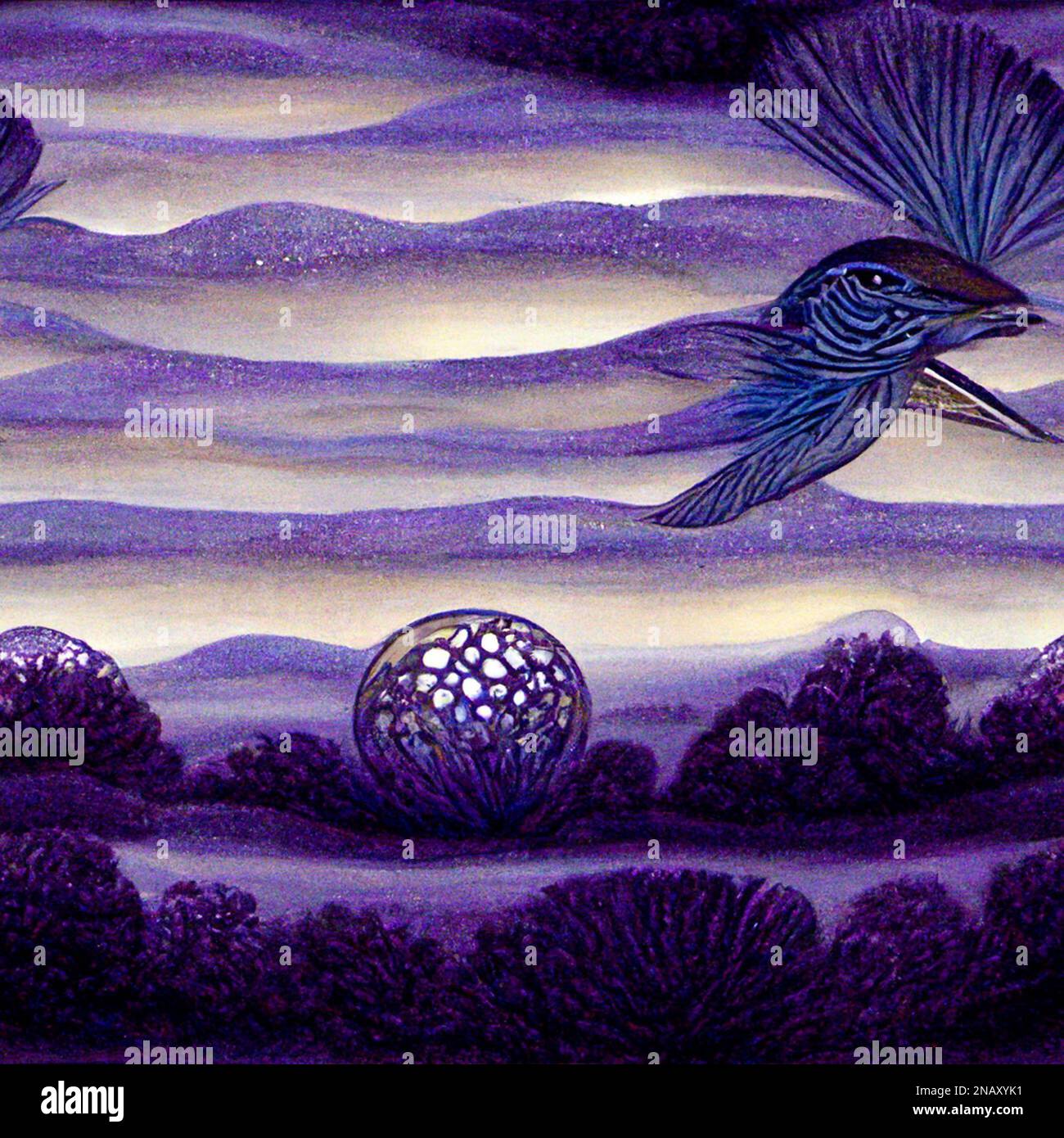 Blue Bird Flying Painting