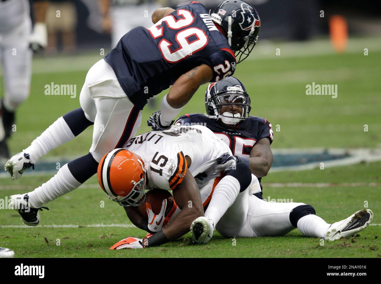 Cleveland Browns wide receiver Greg Little (15) and Houston Texans ...