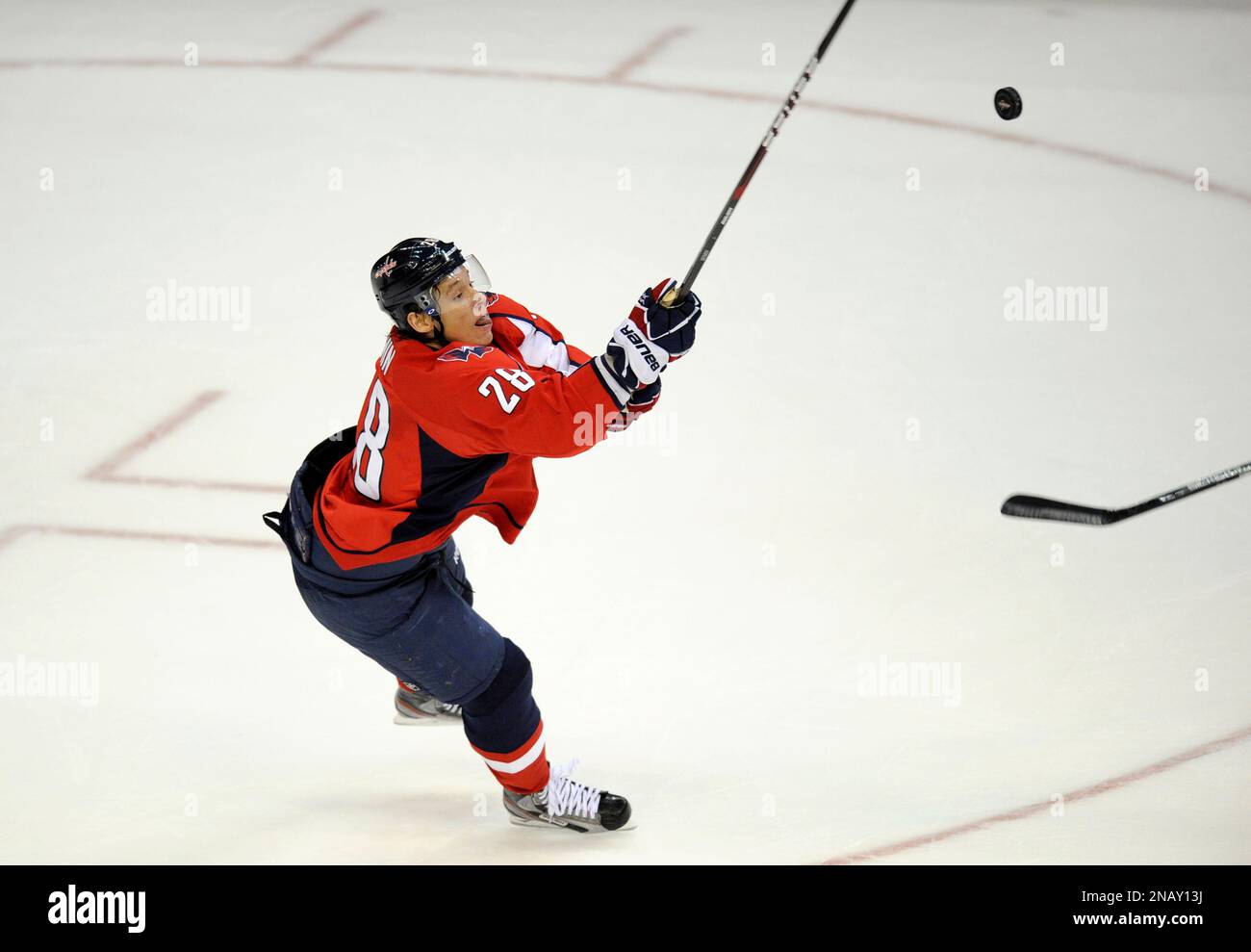 Washington Capitals left wing Alexander Semin, of Russia, swings at the ...