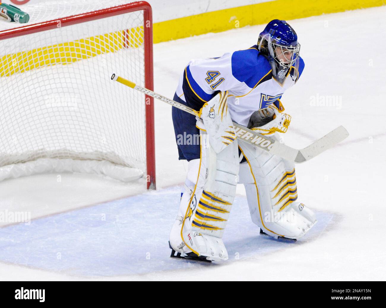 St. Louis Blues goalie Jaroslav Halak (41) of Slovakia in the first ...