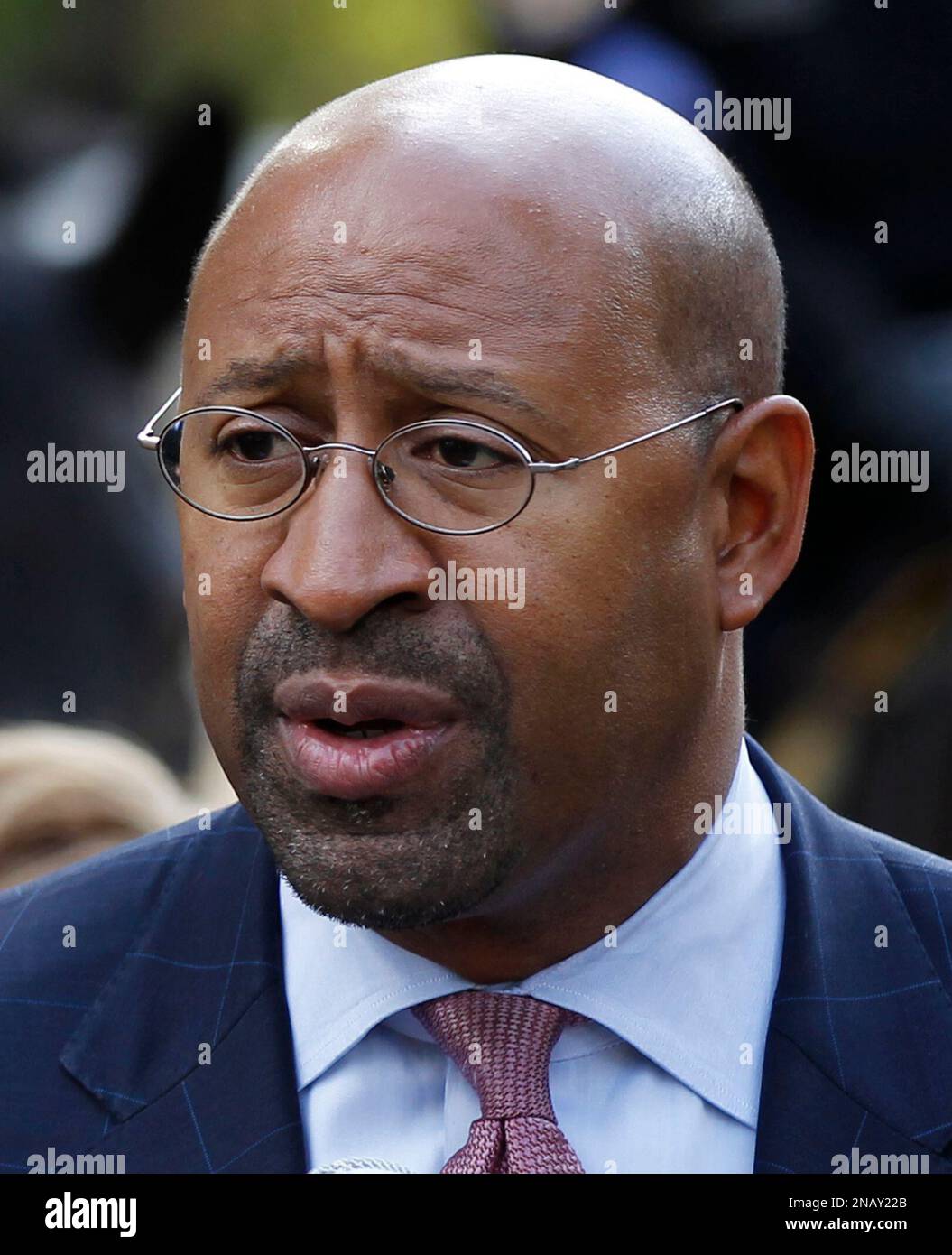 In this Oct. 31, 2011 photo, Mayor Michael Nutter makes remarks during ...