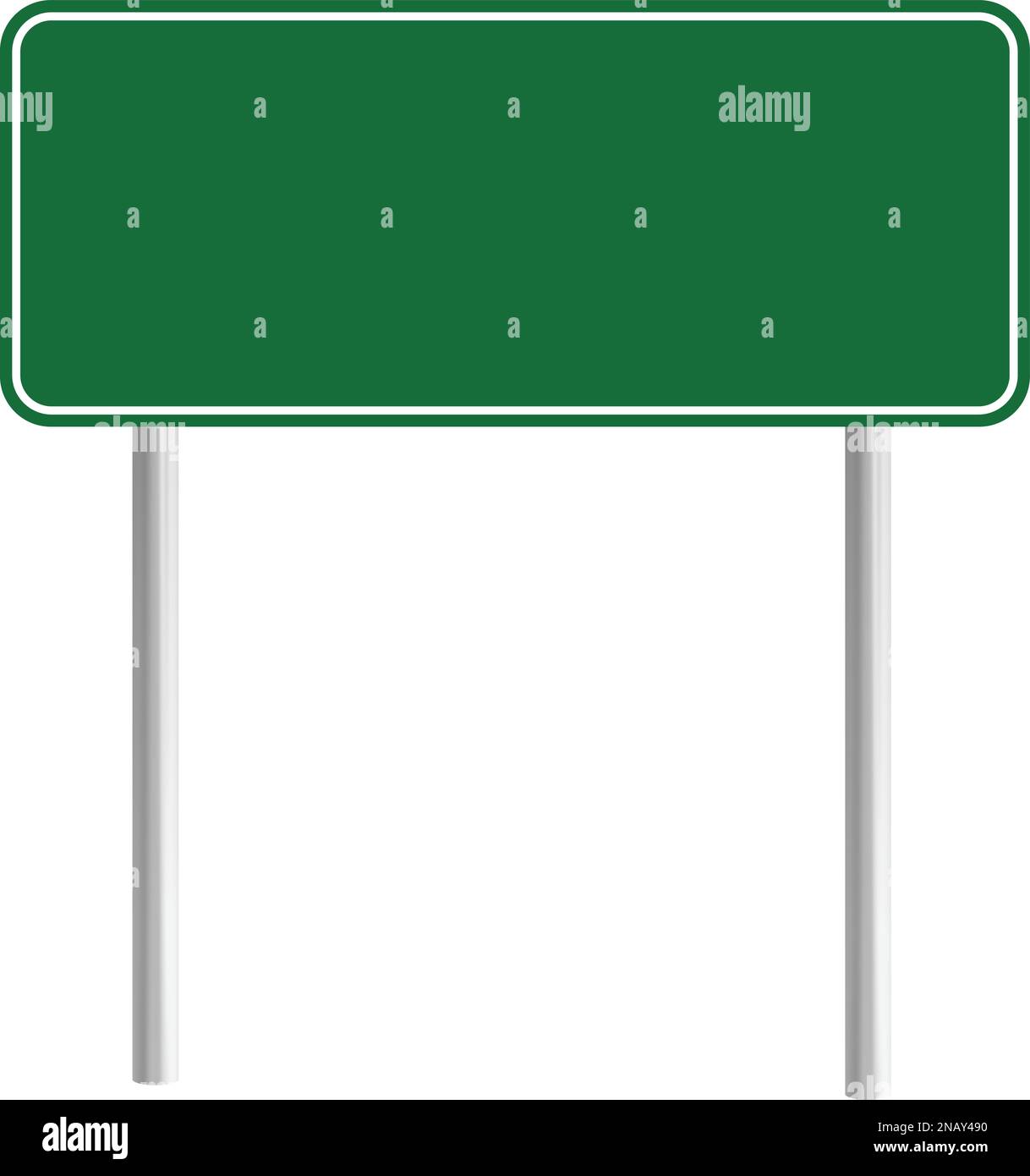 Road green traffic sign board. Blank board with place for text. Danger blank warning empty signs ...