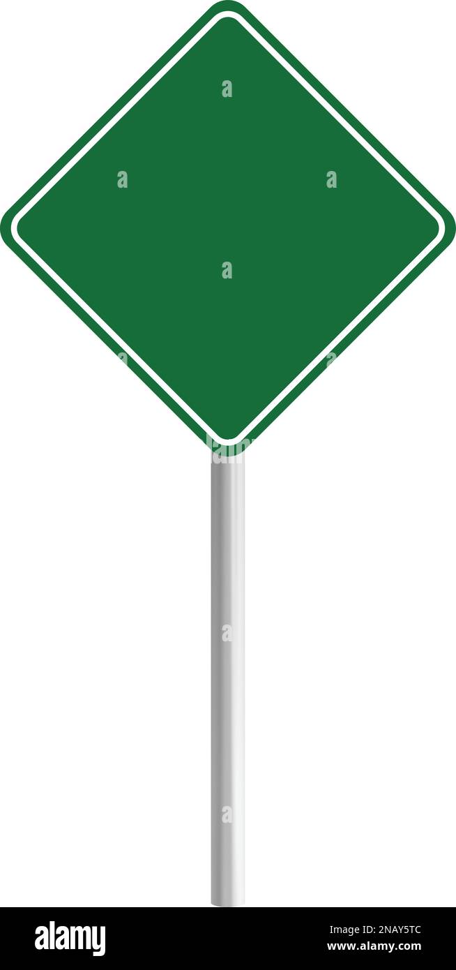 Road green traffic sign board. Blank board with place for text. Danger blank warning empty signs ...