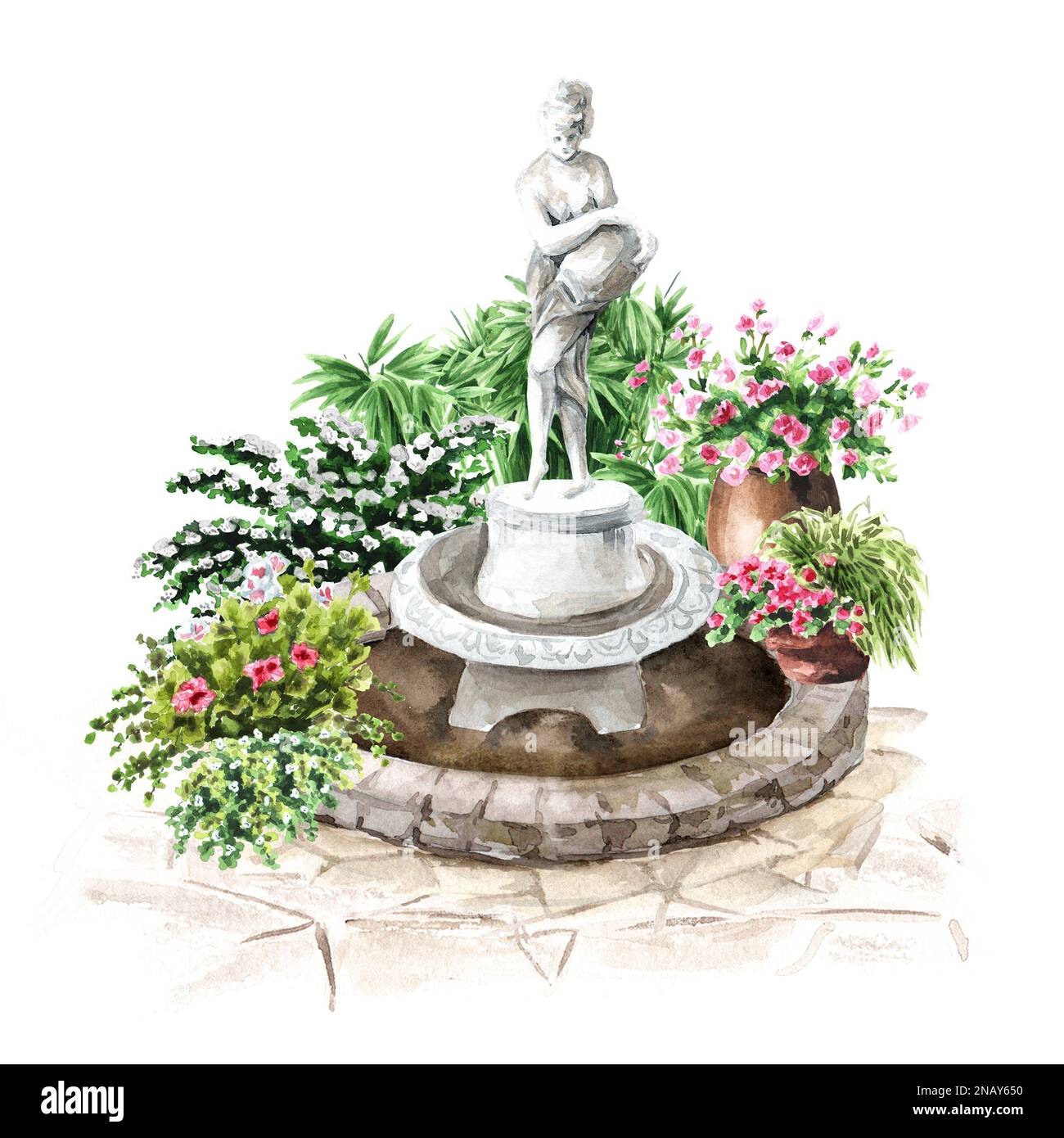 Fountain Landscape Architect Hand Drawing