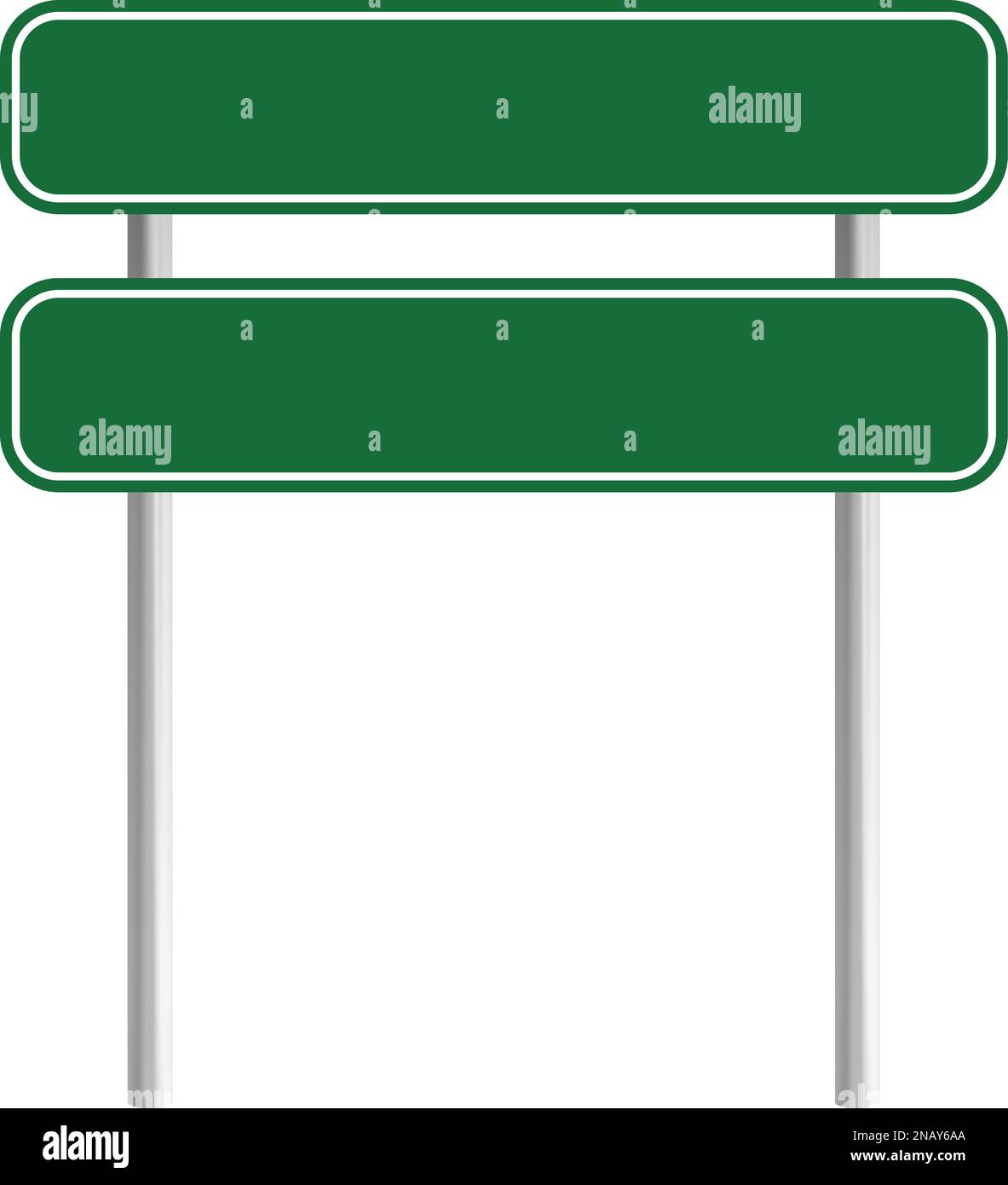 Road green traffic sign board. Blank board with place for text. Danger blank warning empty signs ...