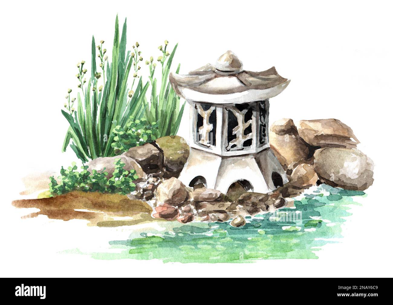 Garden japanese stone lantern. Small architectural form, Landscape ...
