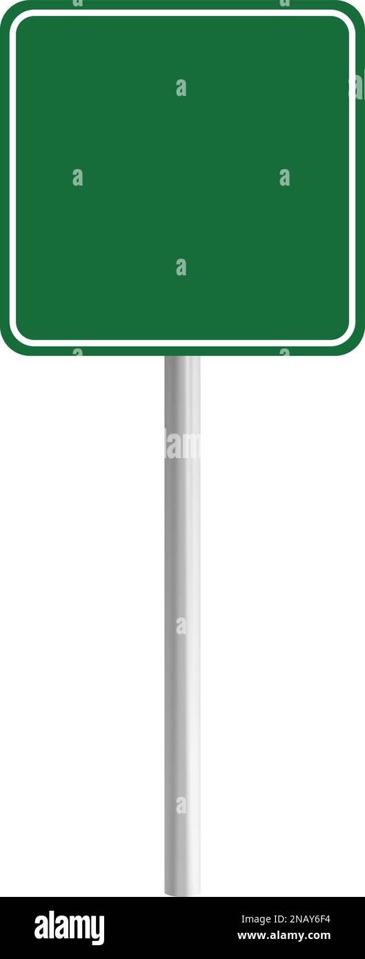 Road green traffic sign board. Blank board with place for text. Danger blank warning empty signs ...