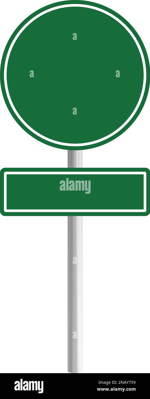 Road green traffic sign board. Blank board with place for text. Danger blank warning empty signs ...