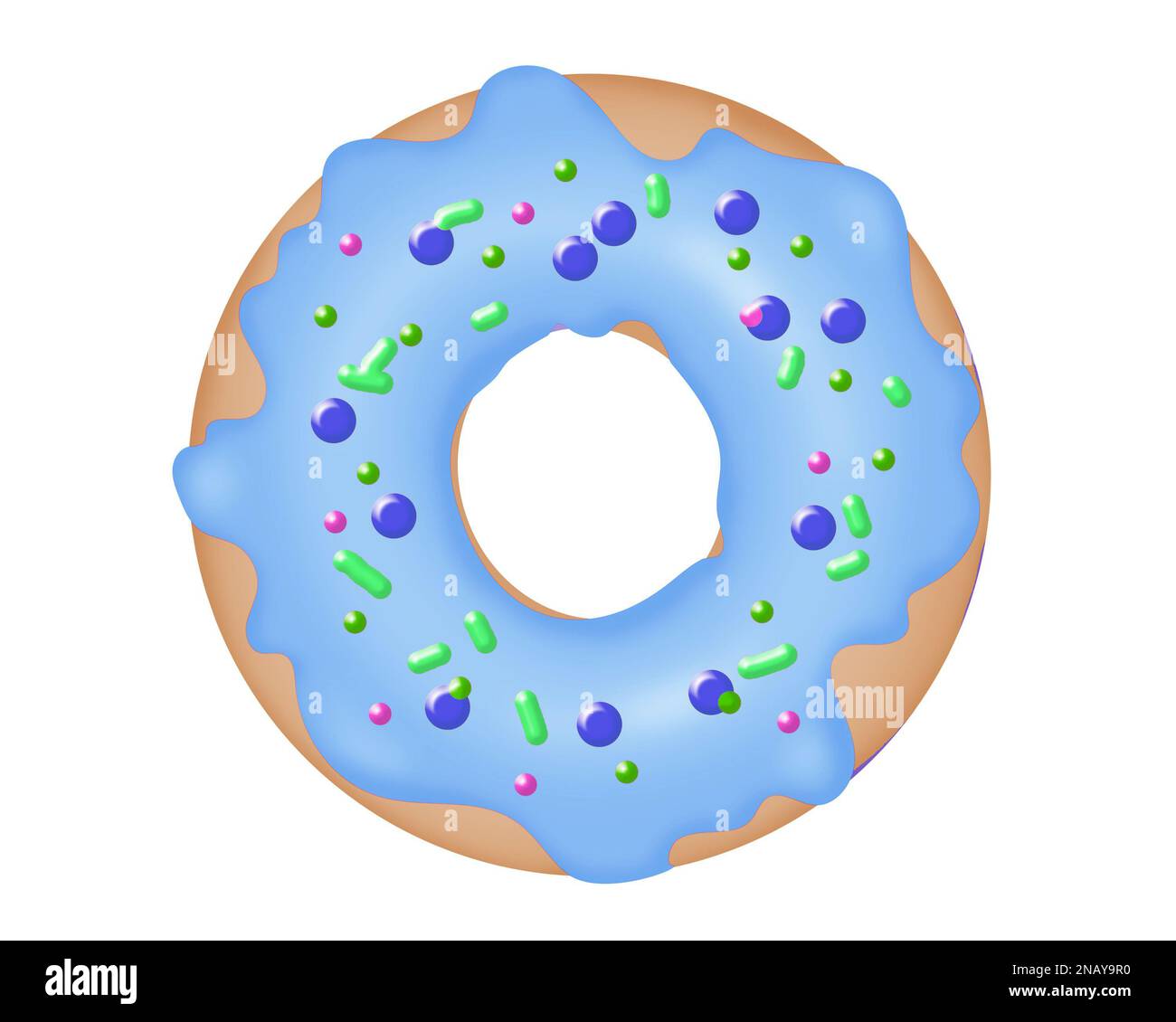 Illustration of a delicious iced donut Stock Photo - Alamy
