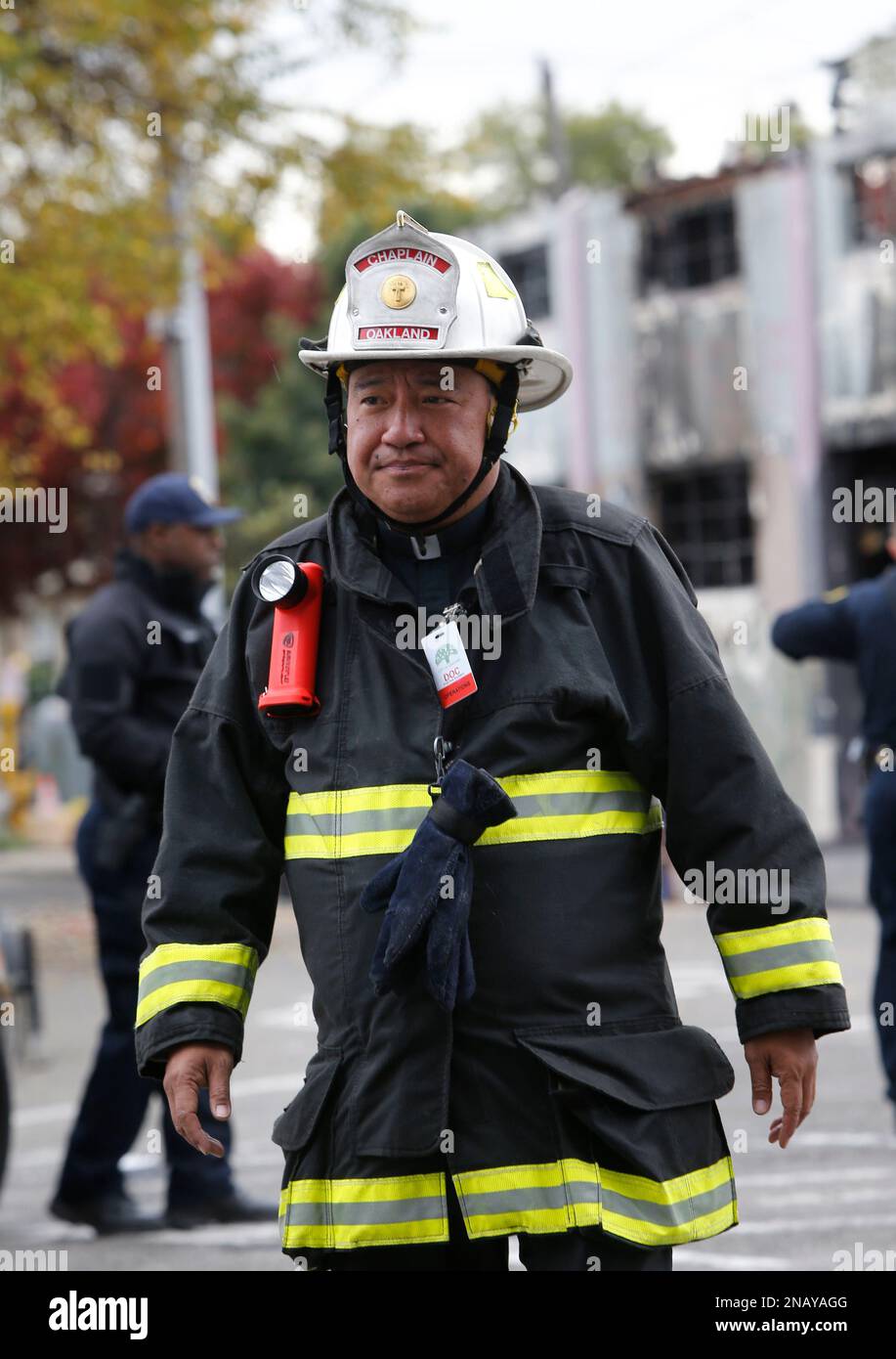 Oakland Fire Chaplain Jason Landeza near the scene of the Ghost Ship ...