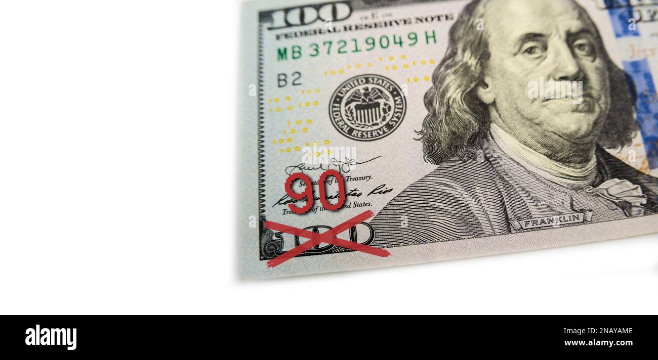 Inflation on the paper banknote. Devaluation of money Stock Photo - Alamy