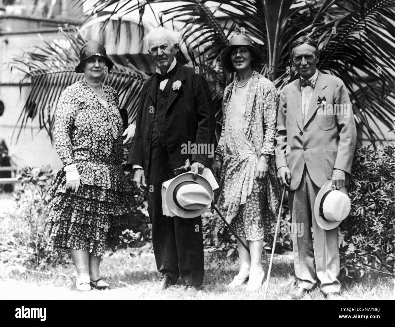 Thomas A. Edison and his wife Mina, left, Mr. Harvey Firestone and his ...