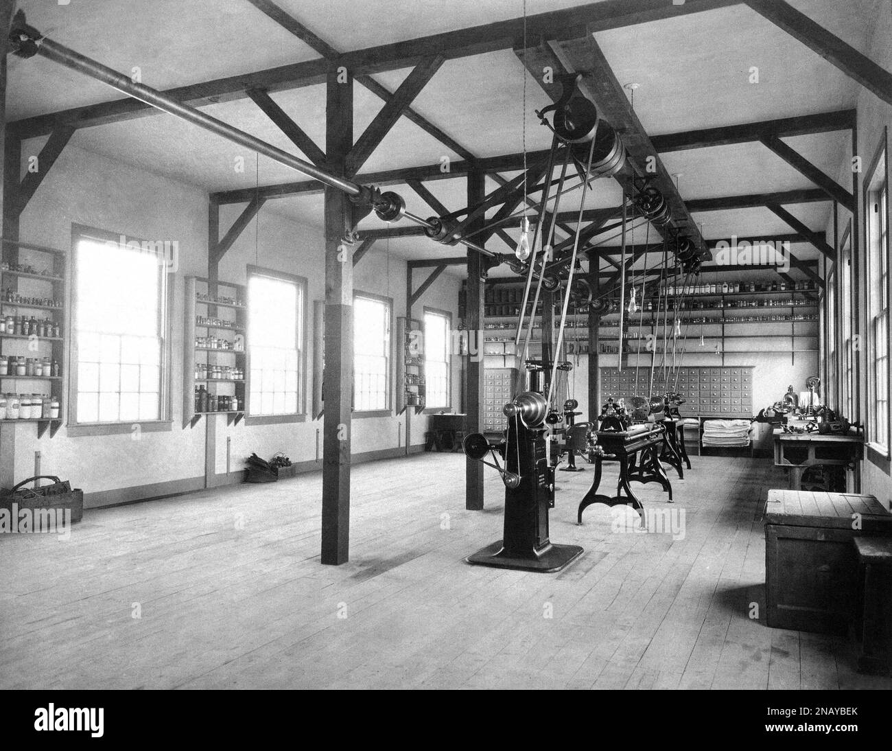 Interior of the Edison laboratory in West Orange, N.J., in an undated ...