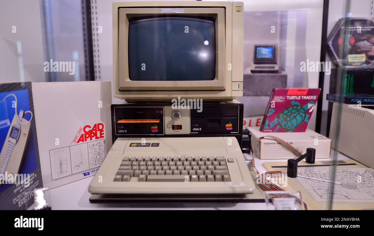 Warsaw, Poland. 10 February 2023. Inside the Apple Museum. Apple II e computer Stock Photo - Alamy