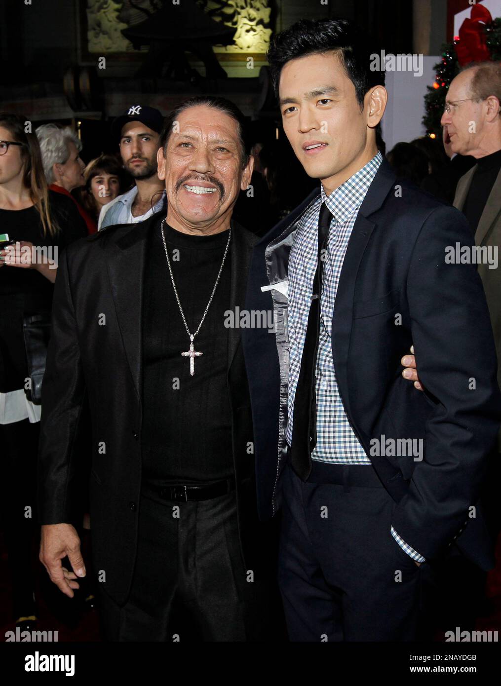 Danny Trejo, left, and John Cho greet each other at the premiere of "A ...