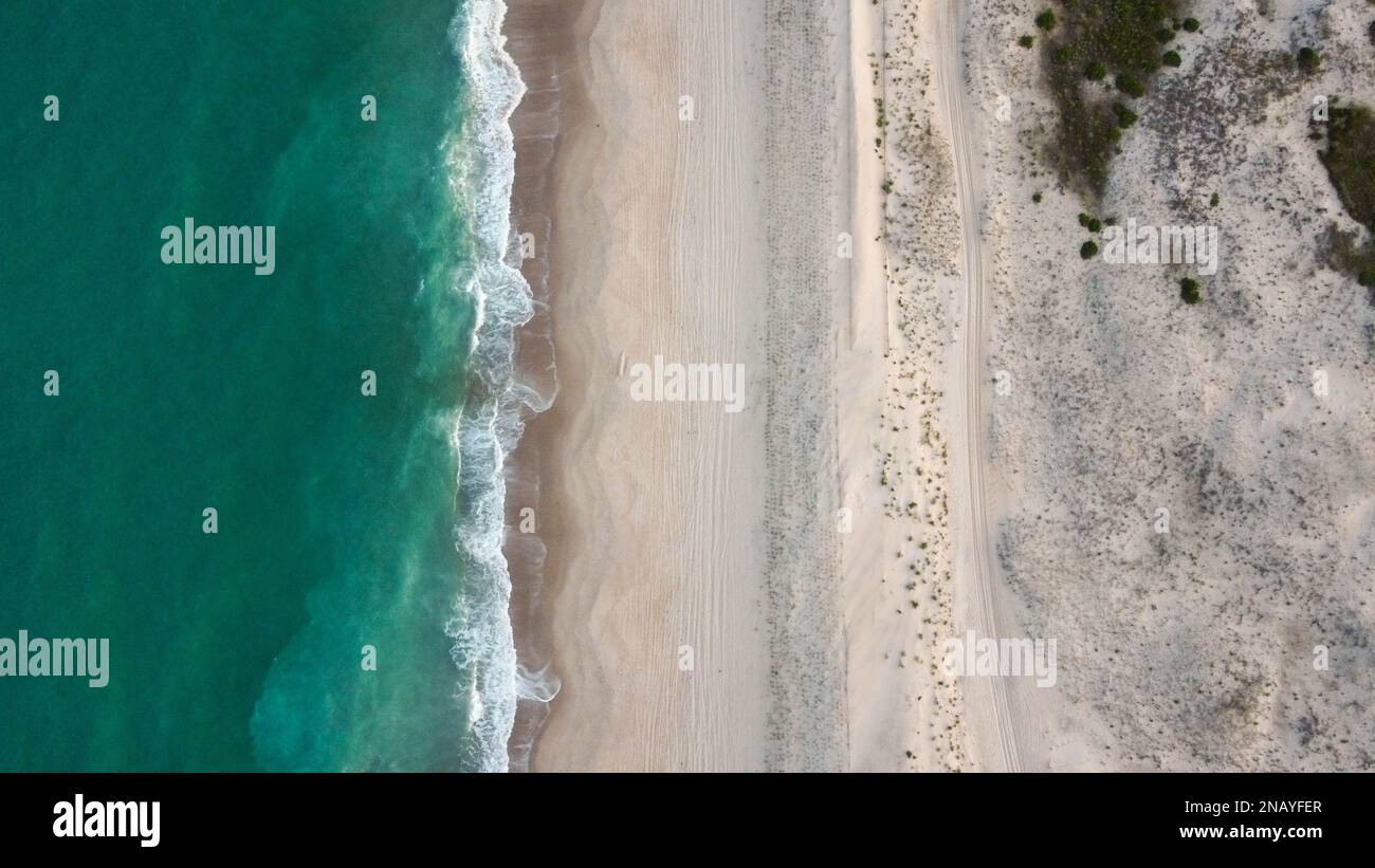 An aerial view of the beautiful sandy beach of Ocean City, Maryland ...