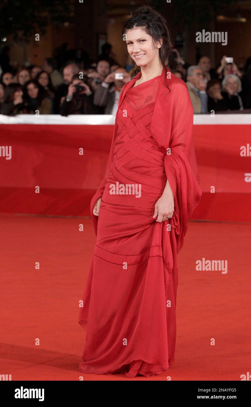 Italian singer and songwriter Elisa poses on the red carpet to present ...