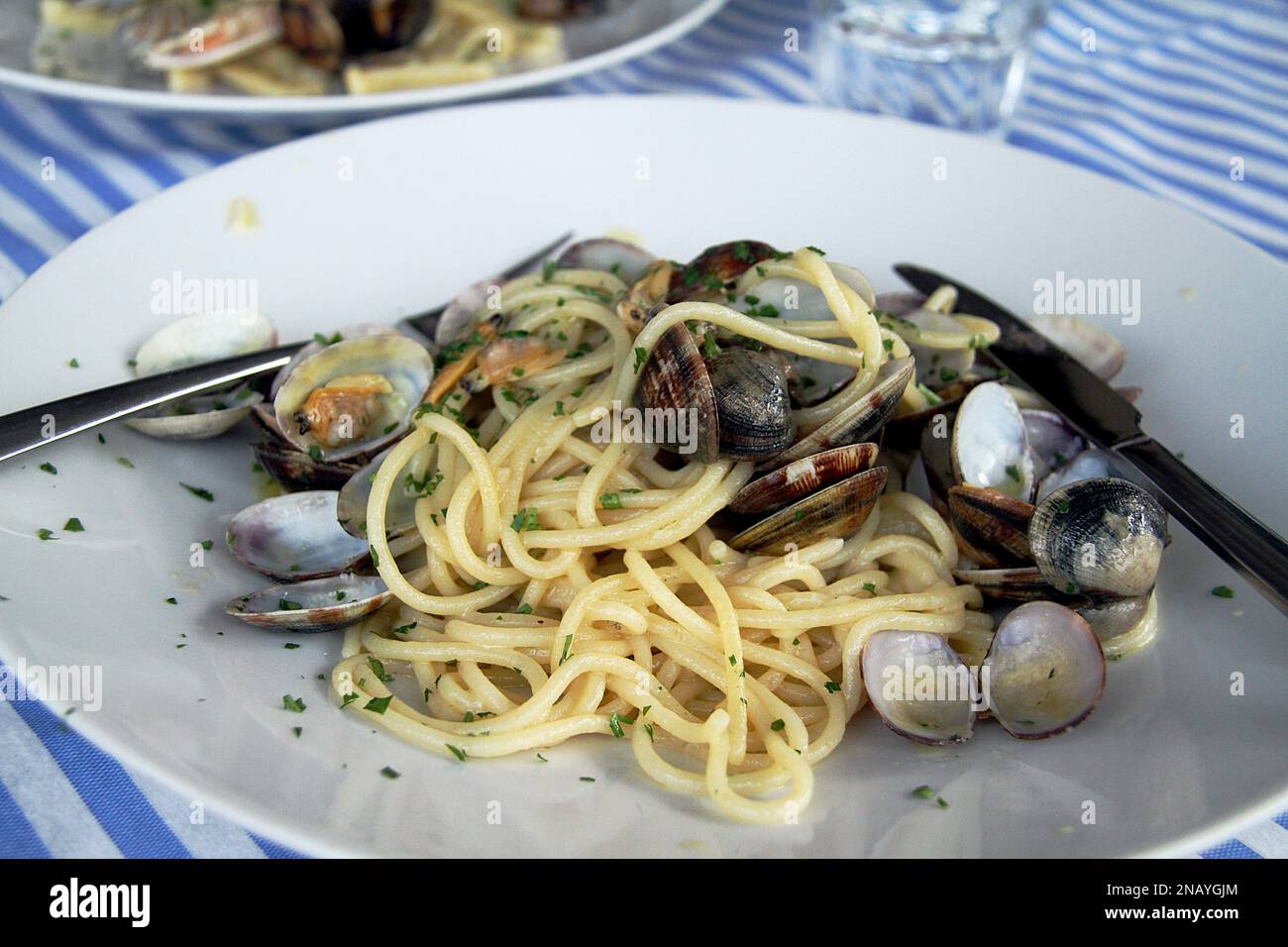 Close-up of an authentic Neapolitan/ Italian dish of spaghetti with ...