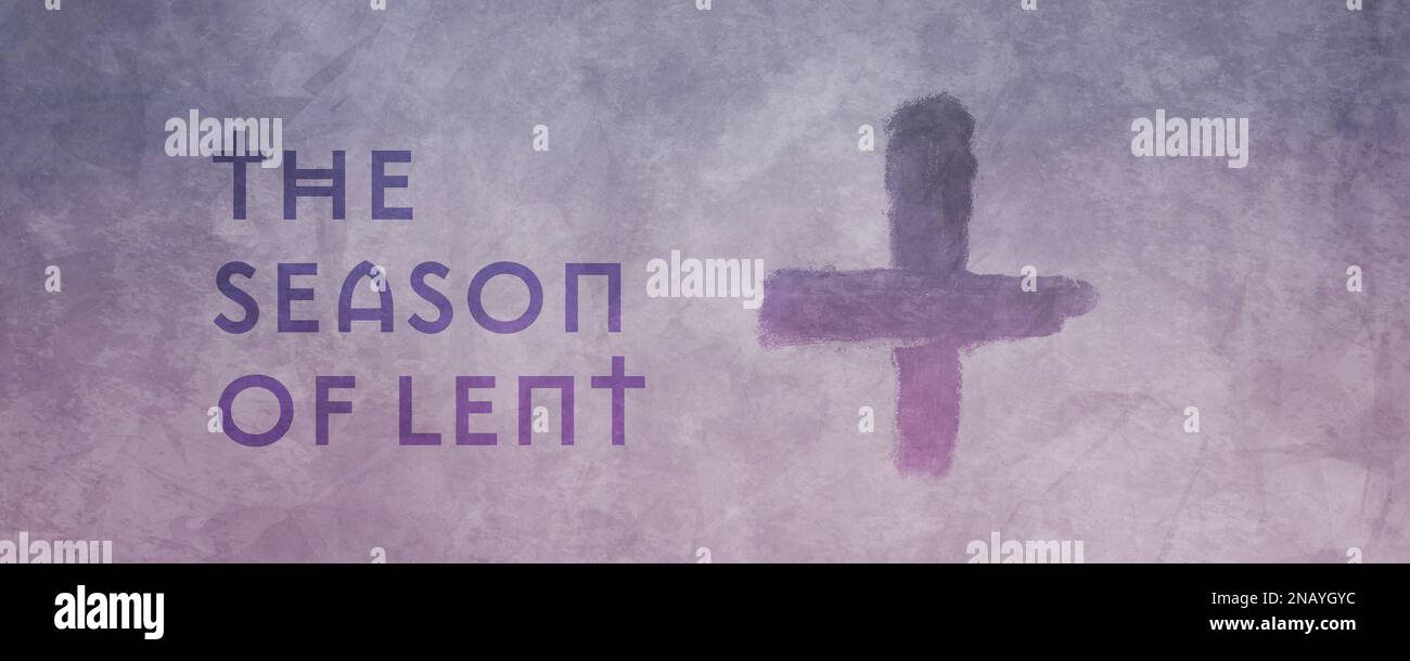 Season of Lent over purple and violet hues in aged or vintage style ...