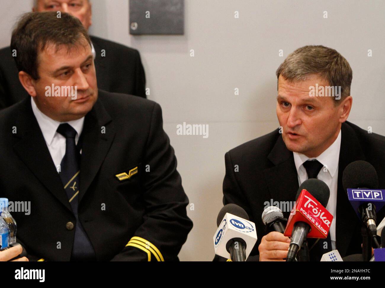 Commanding pilot Tadeusz Wrona, right, and his co-pilot Jerzy Szwarc ...