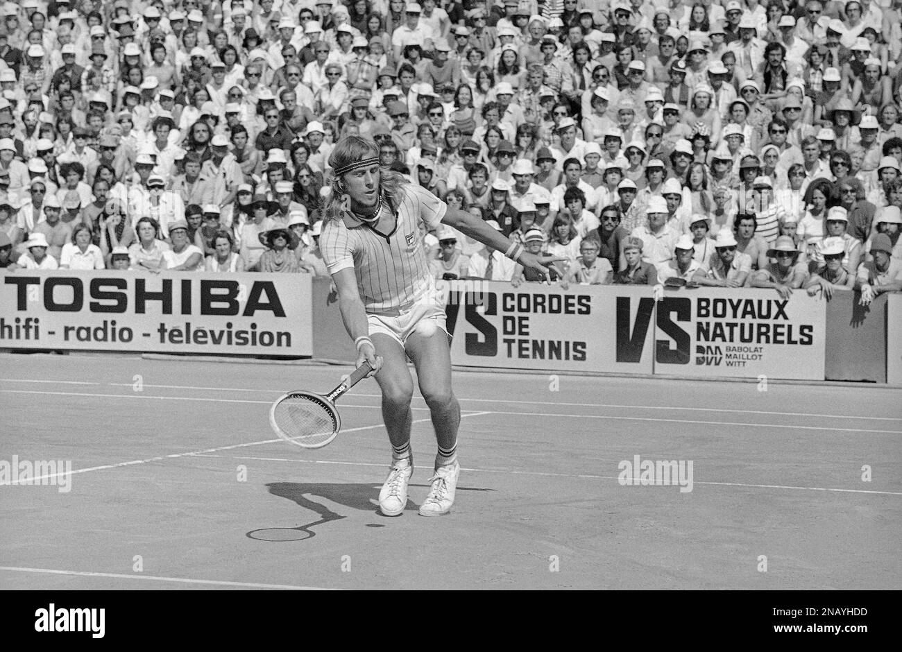 Swedish Bjorn Borg, in action during the match of the French Open ...