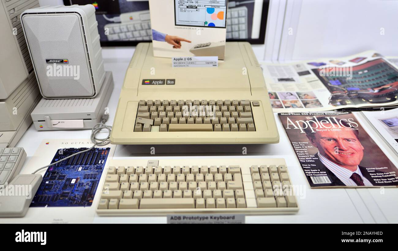 Warsaw, Poland. 10 February 2023. Inside the Apple Museum. Apple II GS ...