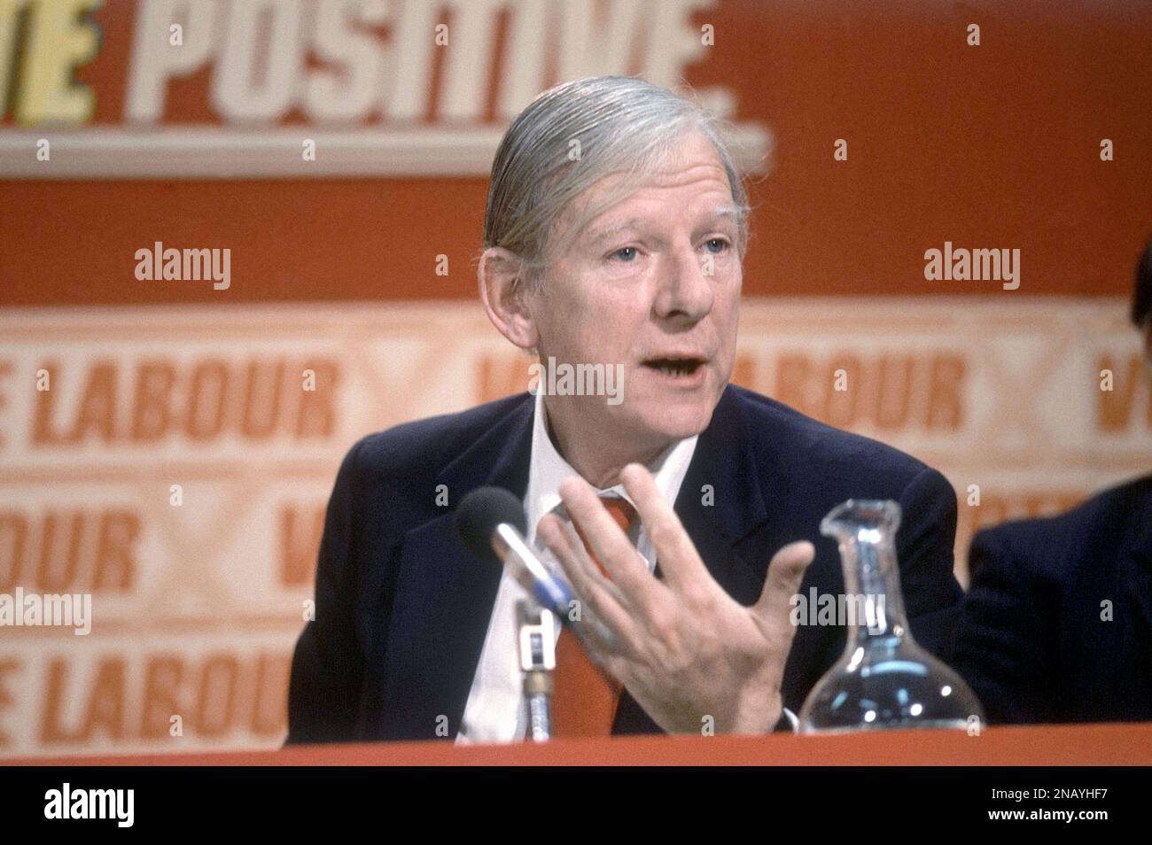 Peter Shore, British Labour Party politician around June 1983. (AP ...