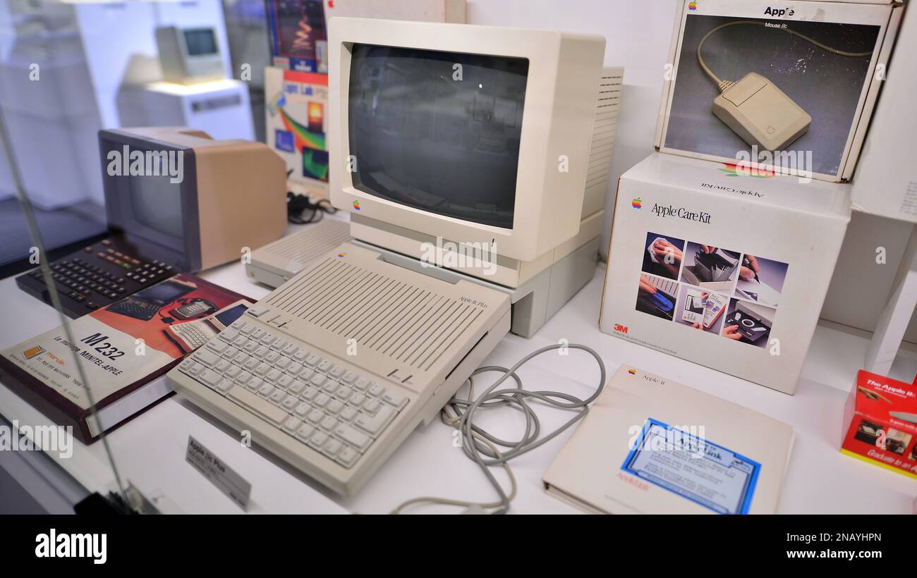 Warsaw, Poland. 10 February 2023. Inside the Apple Museum. Apple II c ...