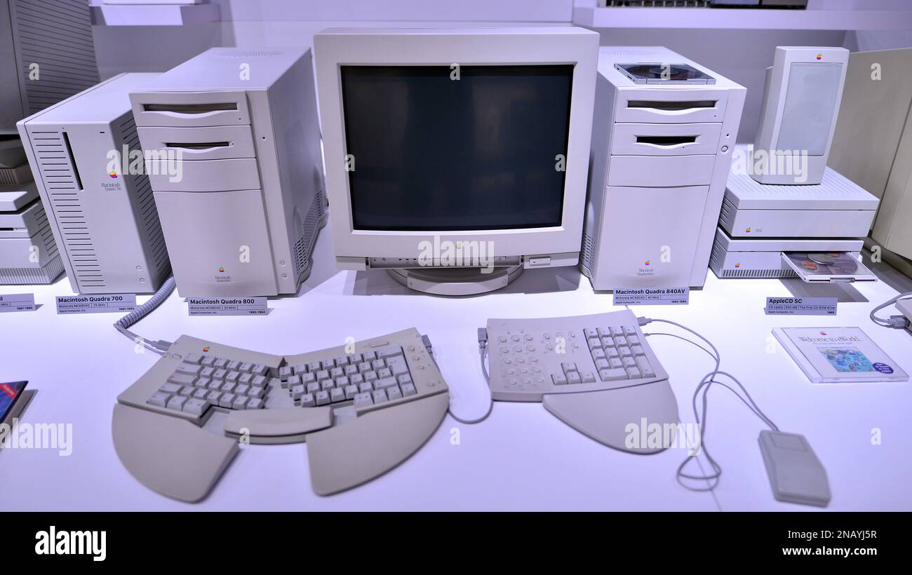 Warsaw, Poland. 10 February 2023. Inside the Apple Museum. Macintosh ...