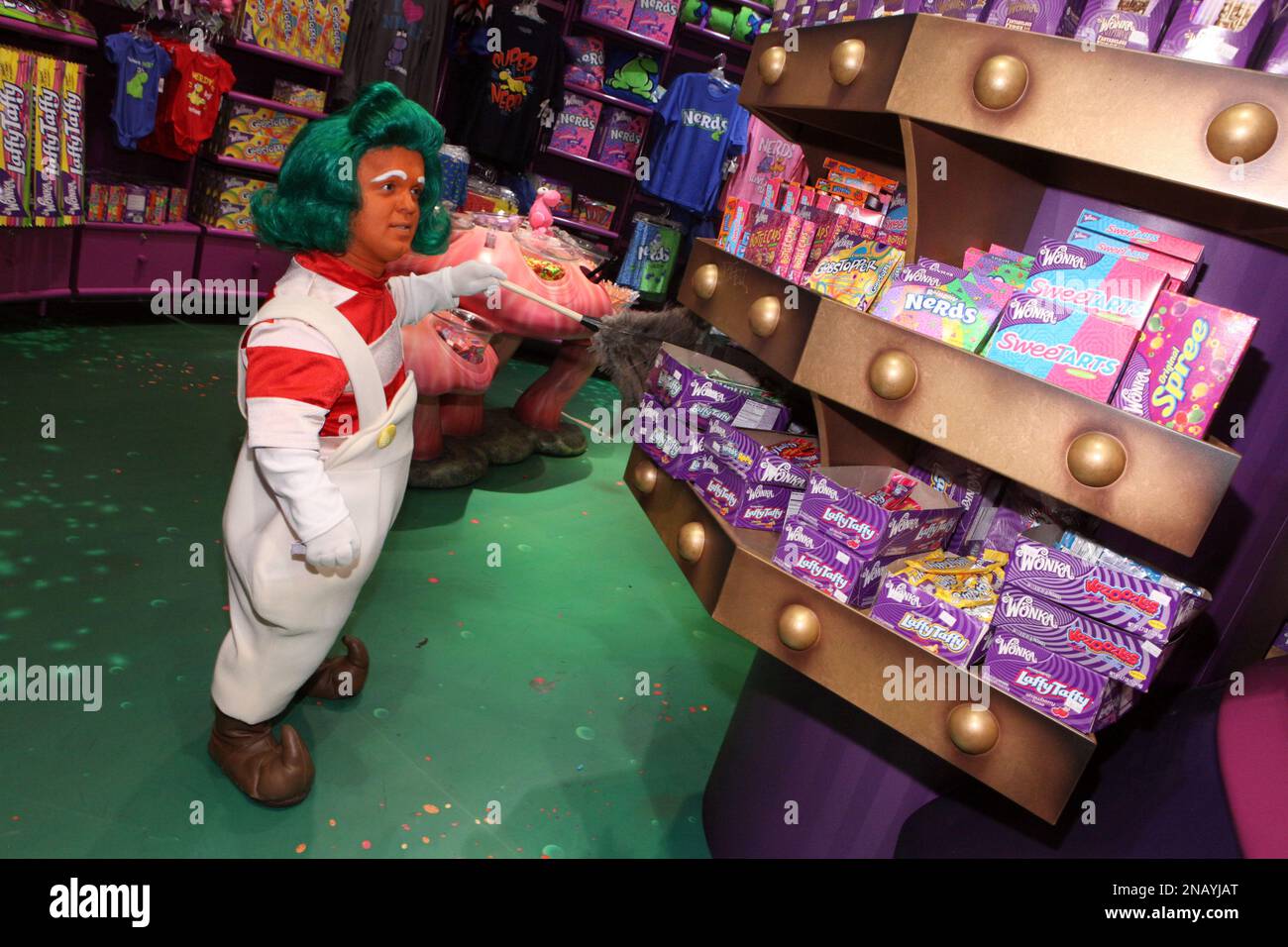 An Oompa Loompa is seen at the Wonka Candy Exchange, where unwanted ...