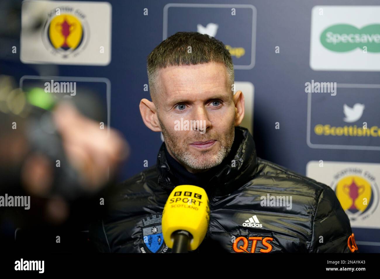 Darvel manager Mick Kennedy in a pre match interview ahead of the ...