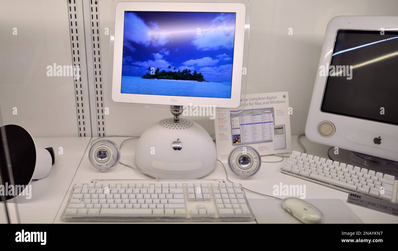 Warsaw, Poland. 10 February 2023. Inside the Apple Museum. iMac 64 ...