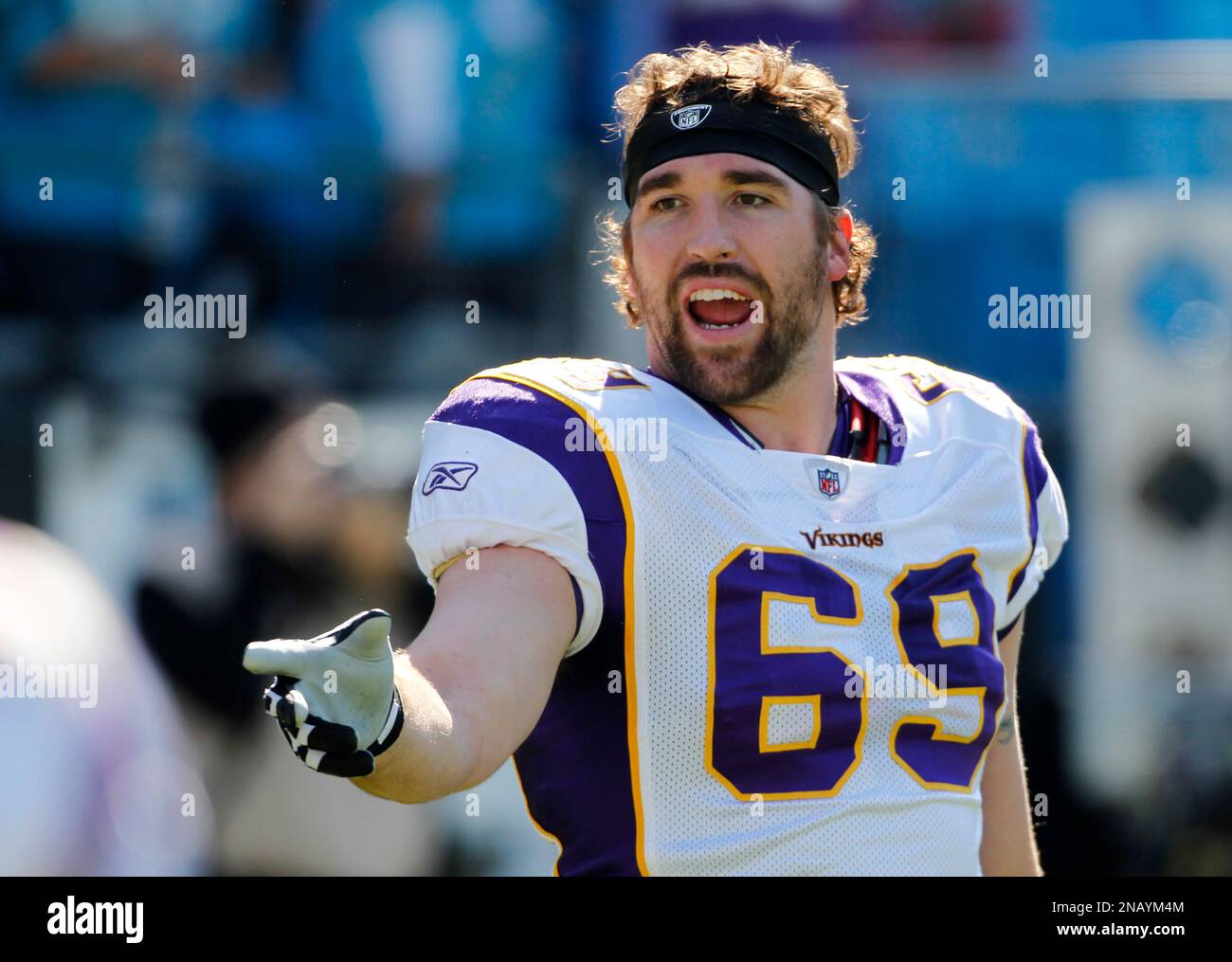 Minnesota Vikings' Jared Allen (69) warms up against the Carolina ...