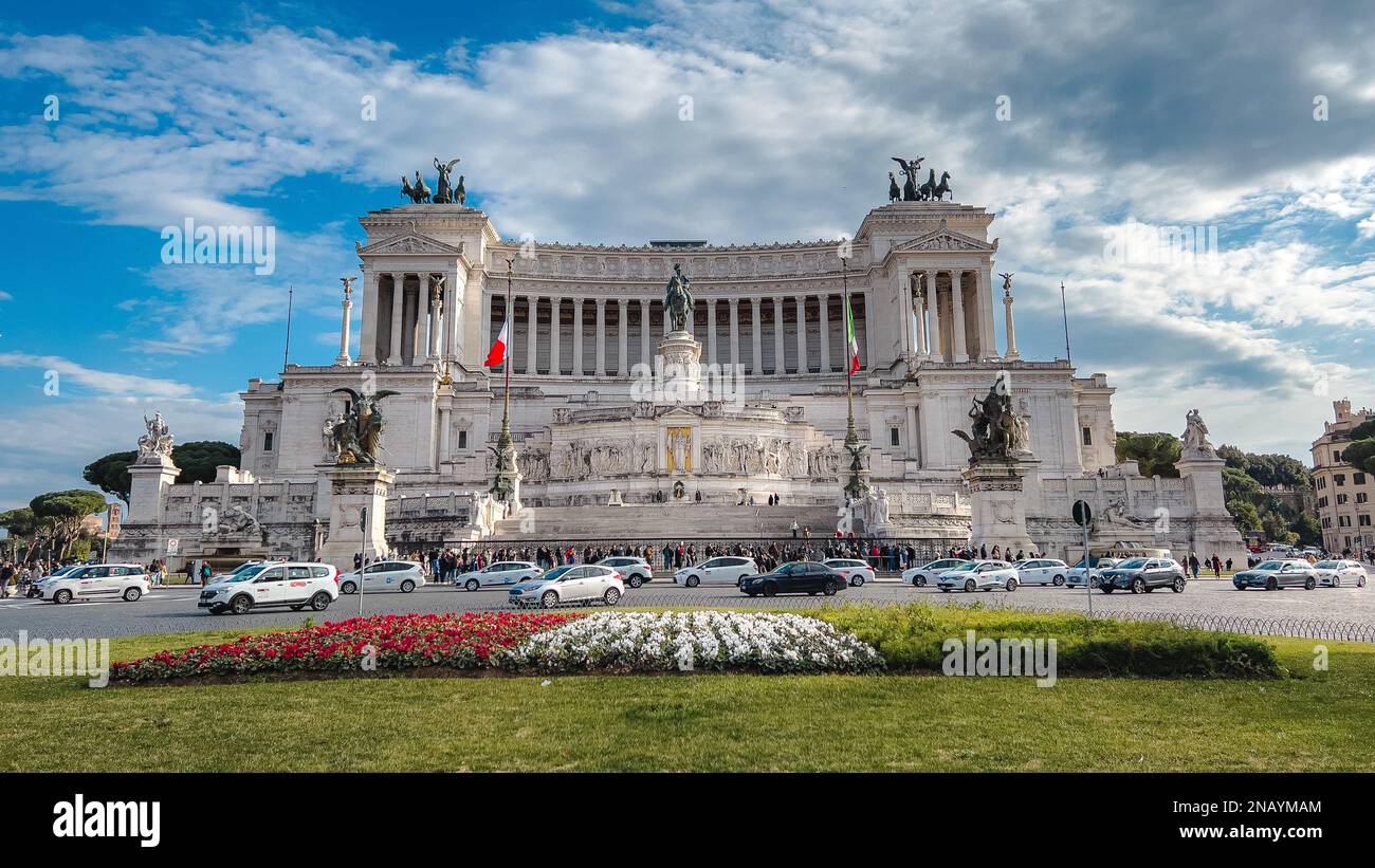 The historical Piazza Venezia town square in Rome, Italy Stock Photo ...