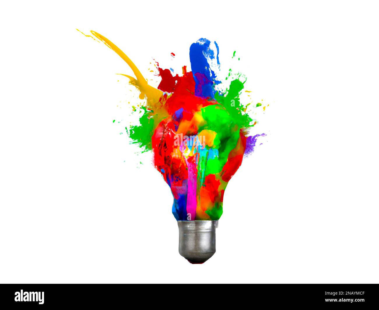 Colorful lightbulb made from paint mix on white background – Digital ...