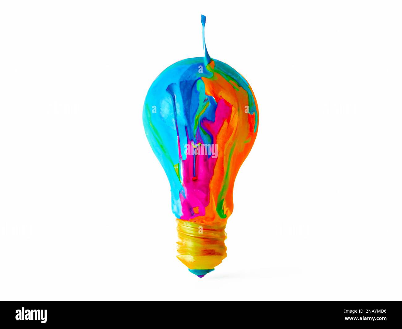 Colorful lightbulb made from paint mix on white background – Digital ...