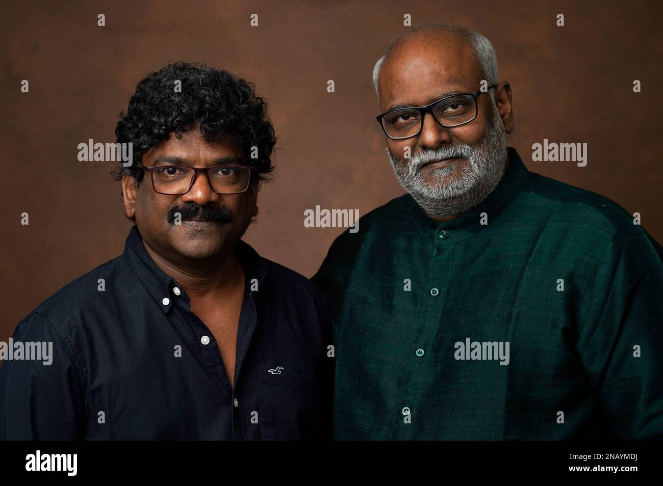 Kanukuntla Subhash Chandrabose, left, and M. M. Keeravaani pose for a ...