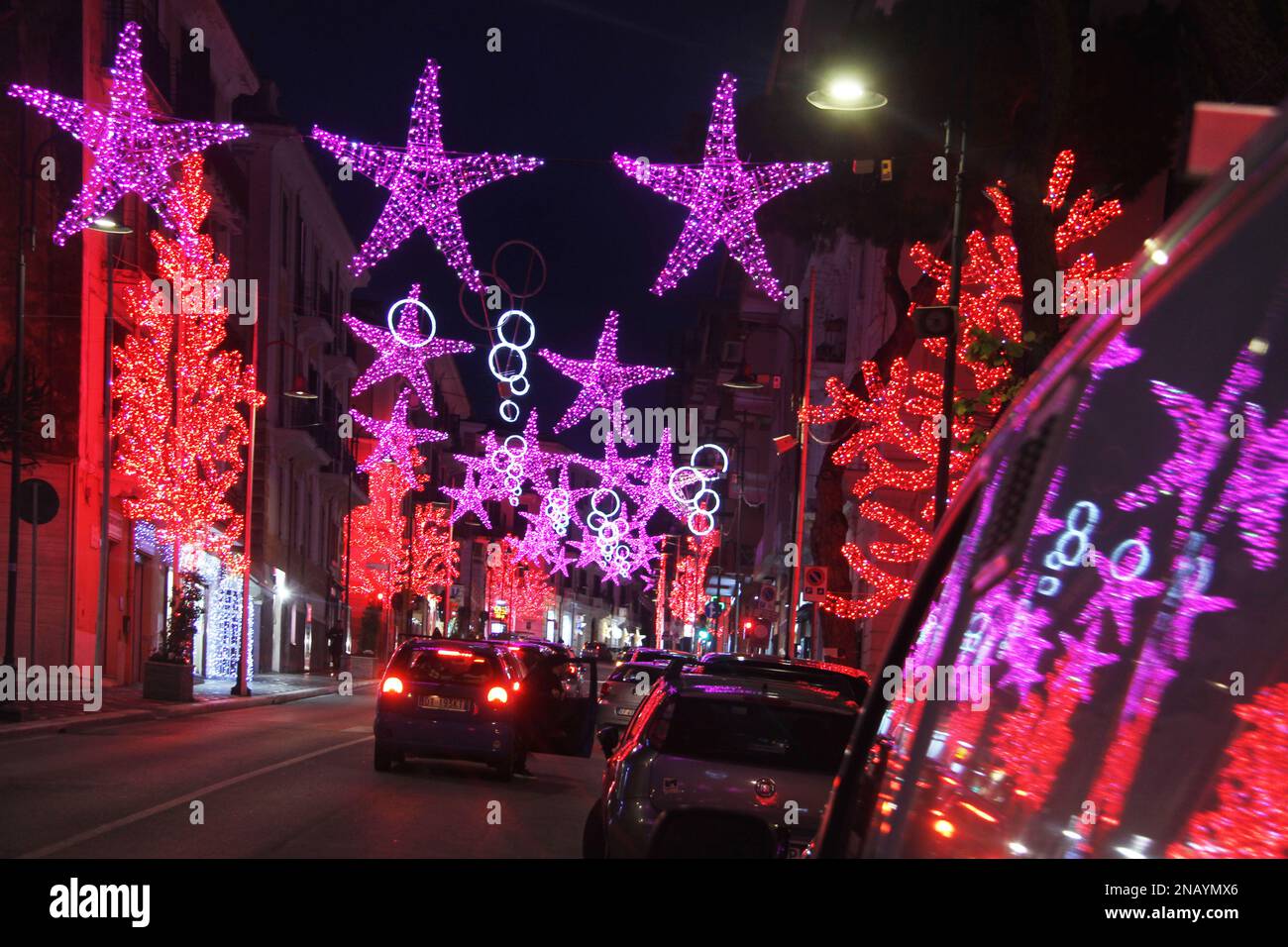 Christmas lights on the streets of Gaeta, Italy Stock Photo - Alamy