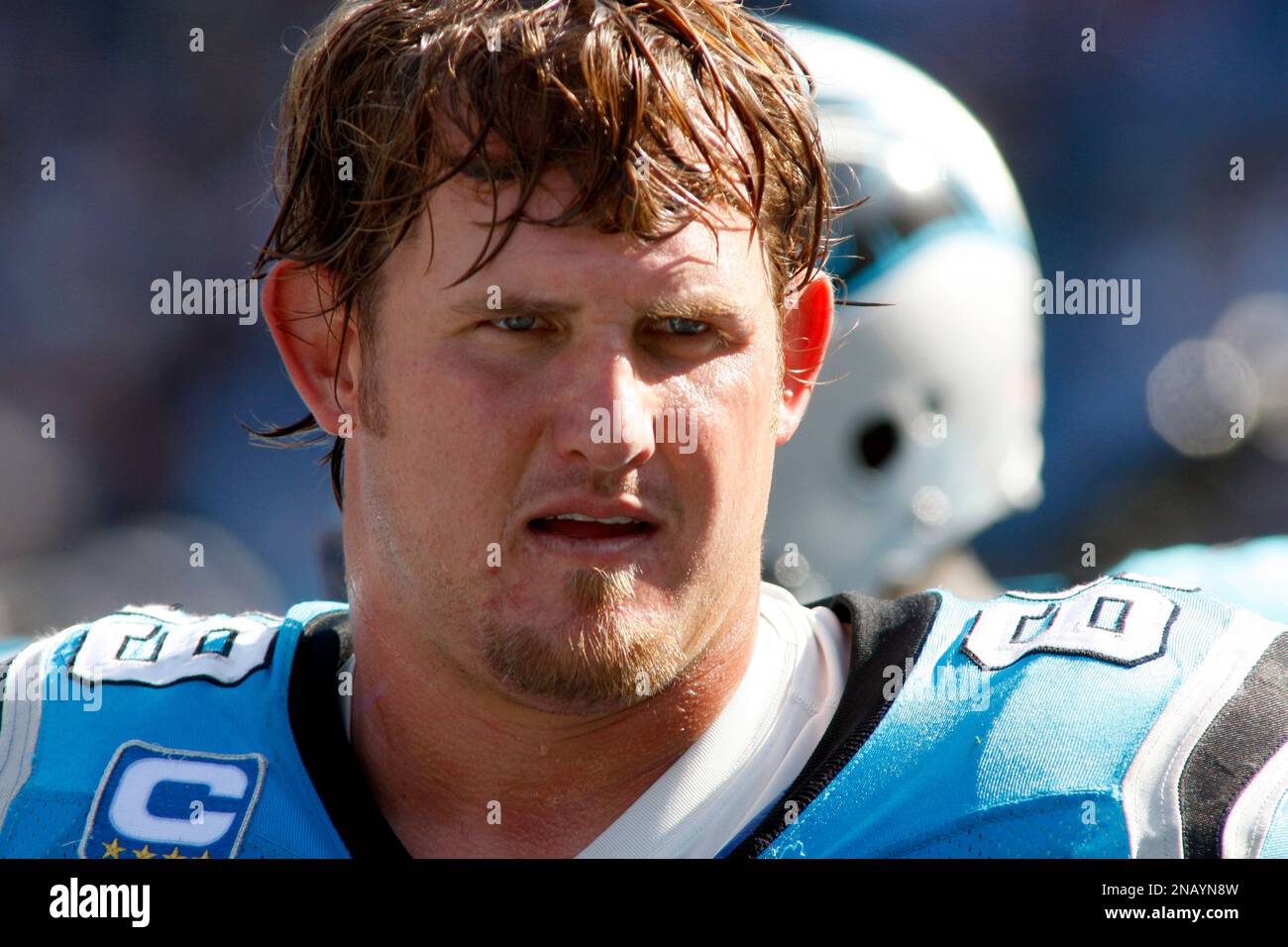 Carolina Panthers tackle Jordan Gross stands on the sidelines as the ...