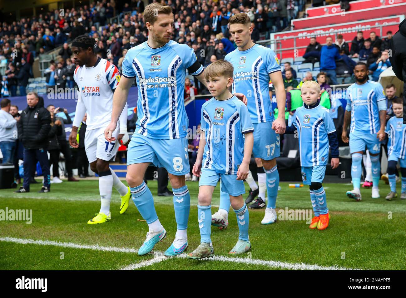 Coventry City's Jamie Allen makes his way out onto the pitch with a ...