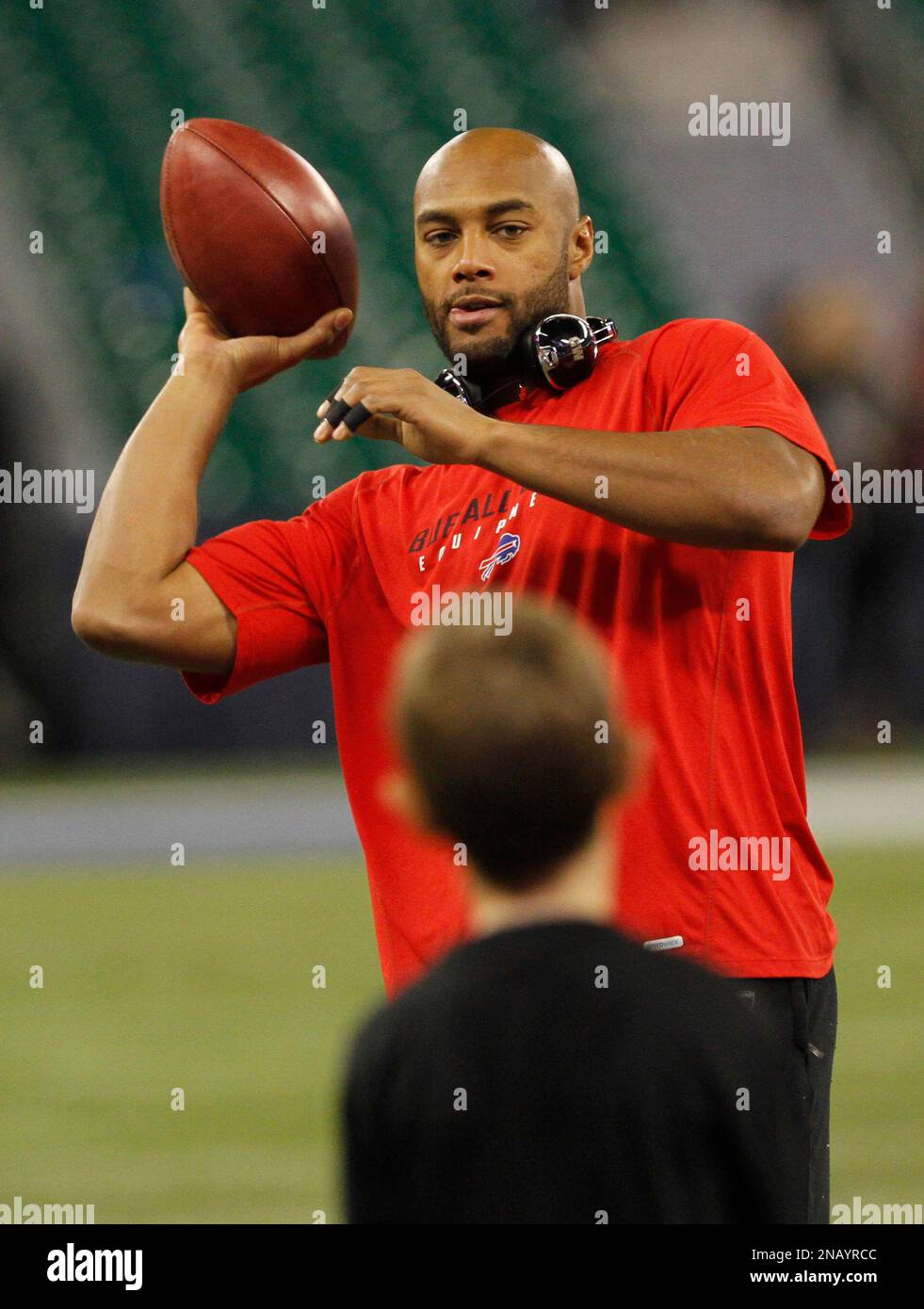 Buffalo Bills' George Wilson plays catch with a young fan during ...