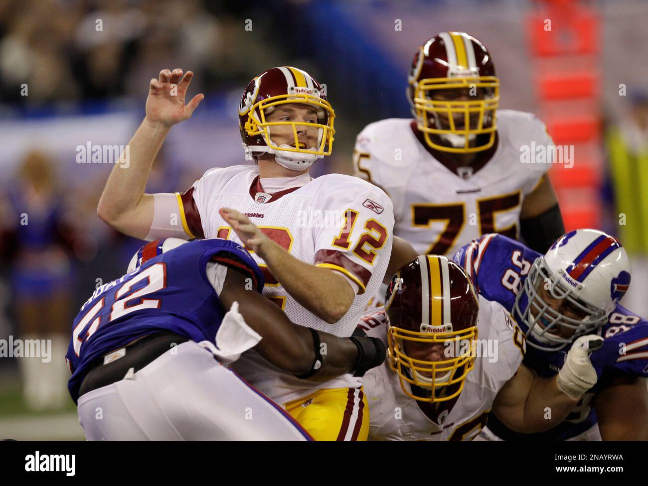Washington Redskins' John Beck watches a pass during the first quarter ...
