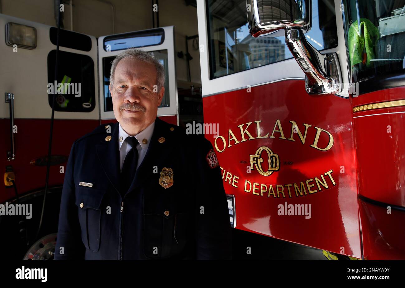 Oakland Deputy Fire Chief Mark Hoffman poses for a portrait at fire ...