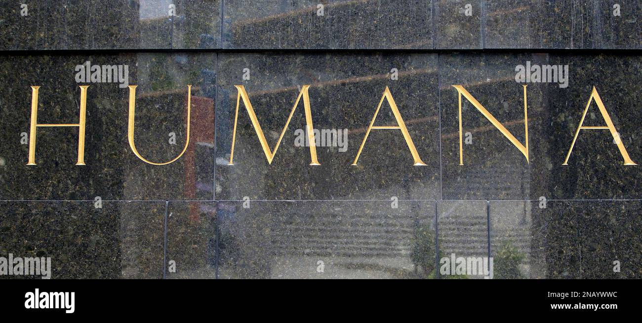 This Aug. 8, 2011 photo, shows the entrance to the Humana building, in ...