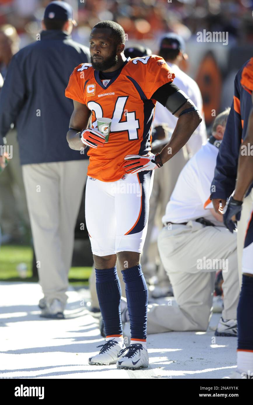 Denver Broncos cornerback Champ Bailey looks on during an NFL football ...