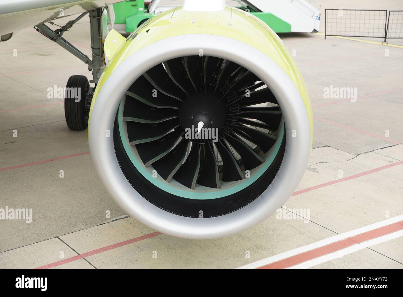 ISTANBUL, TURKIYE - OCTOBER 08, 2022: Engine of Air Baltic Airbus A220 ...