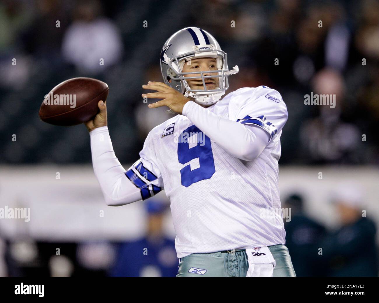 Dallas Cowboys quarterback Tony Romo throws a pass before an NFL ...