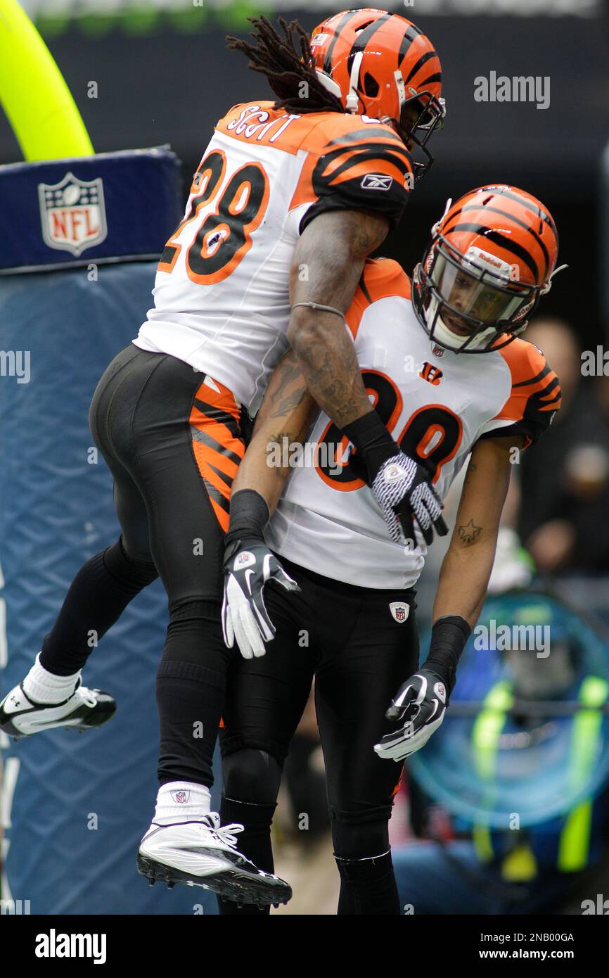 Cincinnati Bengals' Bernard Scott celebrates with teammate Jerome ...