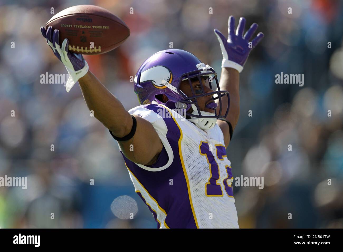 Minnesota Vikings' Percy Harvin (12) celebrates his touchdown against ...
