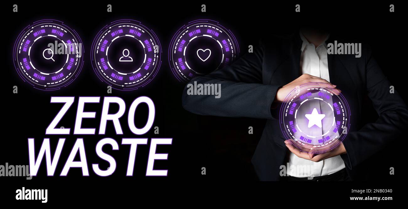 Text showing inspiration Zero Waste. Business concept industrial responsibility includes ...